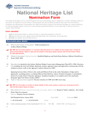 Fillable Online National Heritage List Nomination Form for the Coal River ... Fax Email Print ...