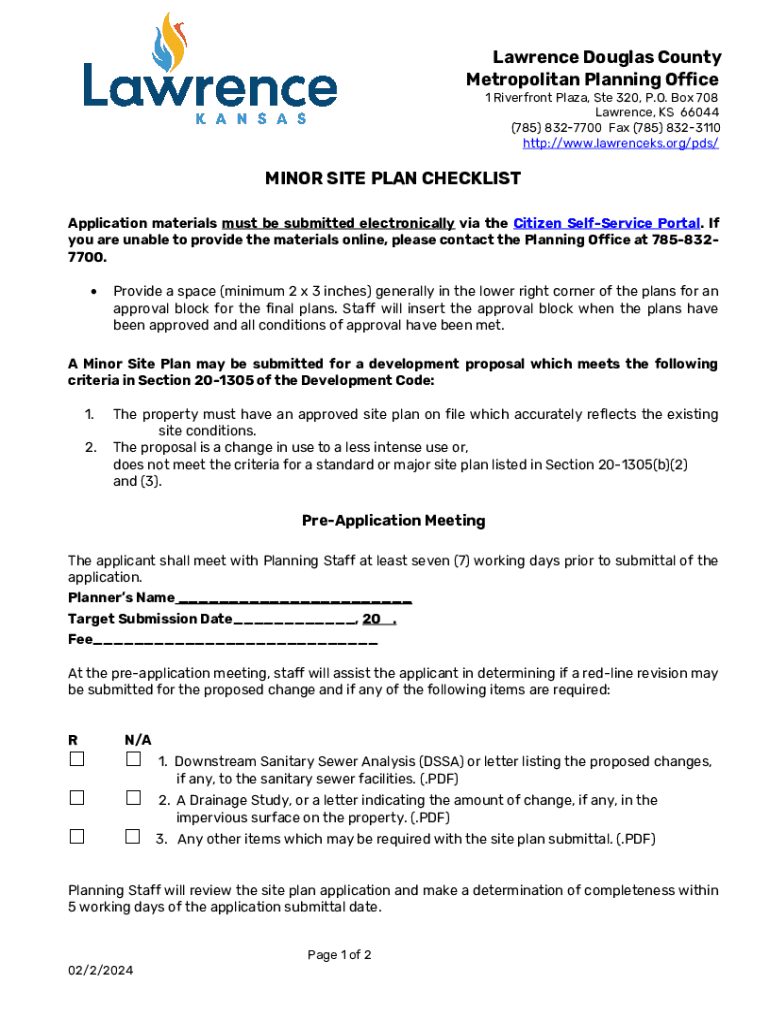 Fillable Online Minor Site Plan (Final) Fax Email Print - pdfFiller
