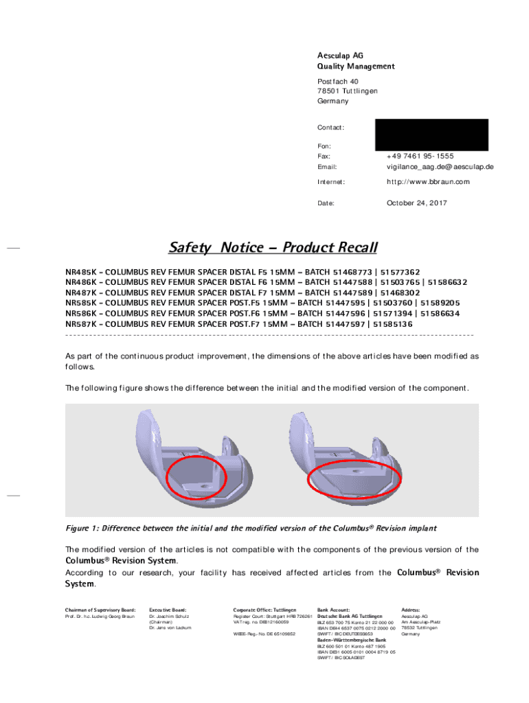 Fillable Online Safety Notice Product Recall Fax Email Print - pdfFiller