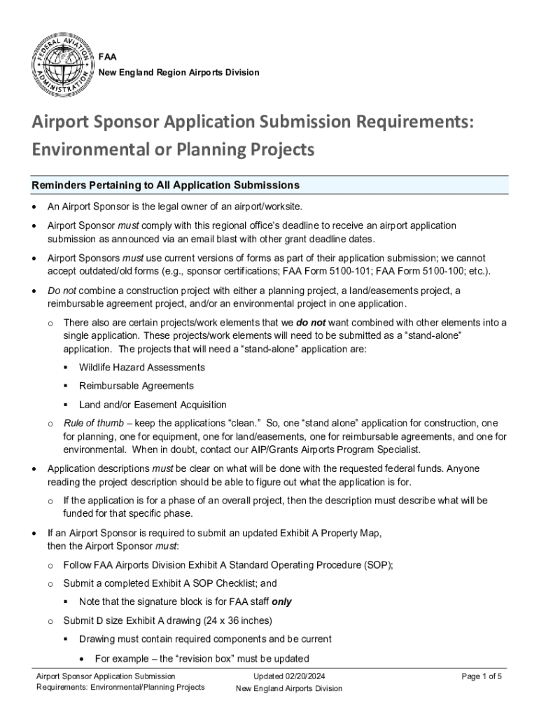 Fillable Online Airport Sponsor Application Submission Requirements Fax Email Print - pdfFiller