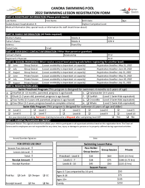 Fillable Online 2022-Swimming-Lesson-Registration-Form. ... Fax Email Print - pdfFiller