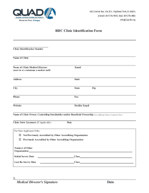 Fillable Online RHC Clinic Identification Form Fax Email Print - pdfFiller