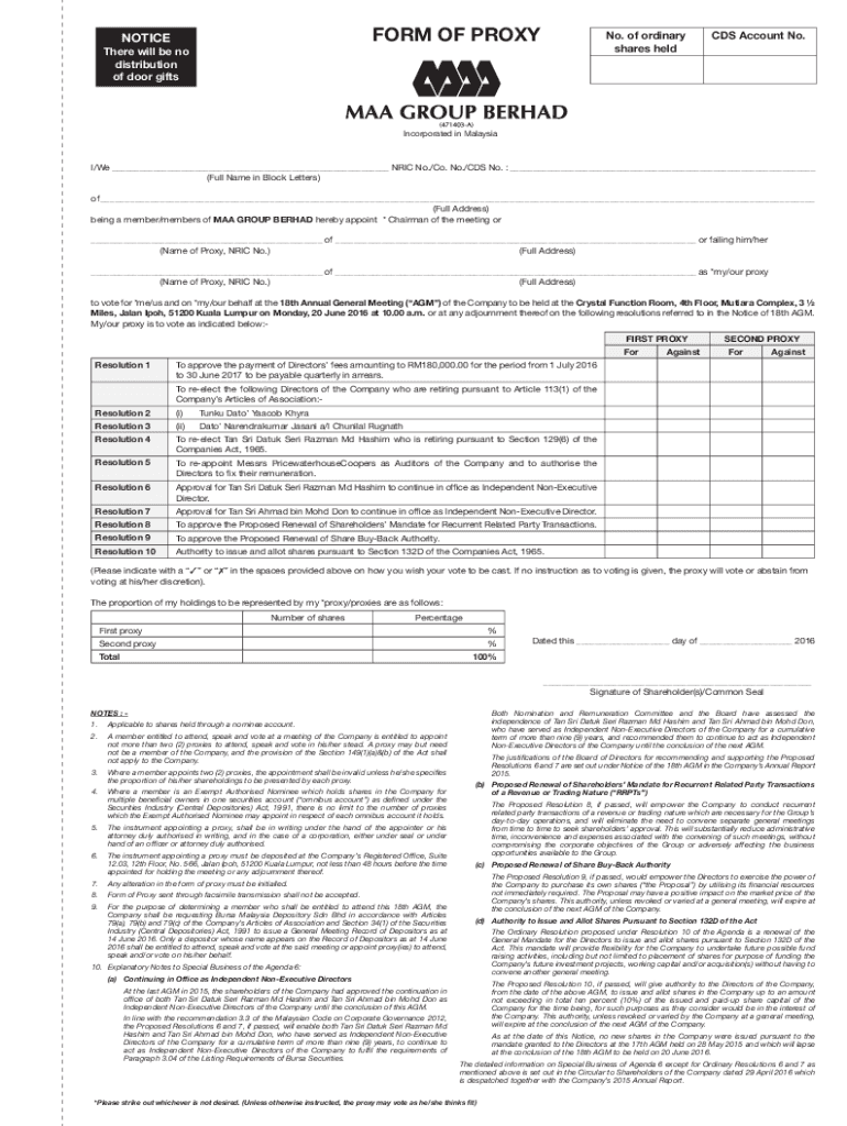 Fillable Online Annual Report - MAA Group Berhad Fax Email Print ...