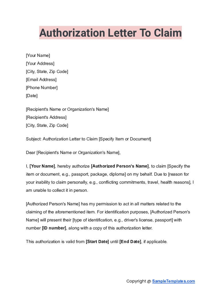 Fillable Online FREE 18+ Sample Authorization Letter Templates ...