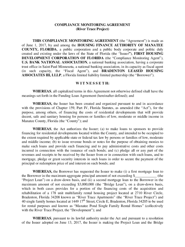 Fillable Online #383930695v8WPB - Compliance Monitoring Agreement - HFA ...