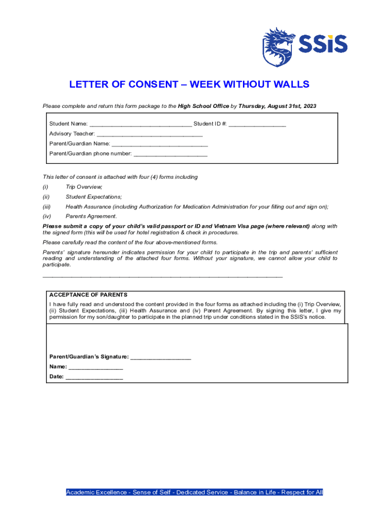 Fillable Online Fillable Online letter of consentweek without walls Fax ...