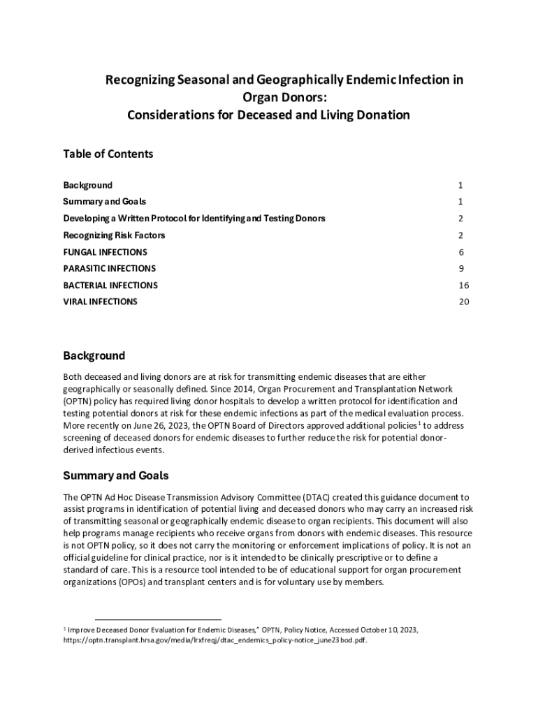 Fillable Online optn transplant hrsa Infectious Disease Transmission ...