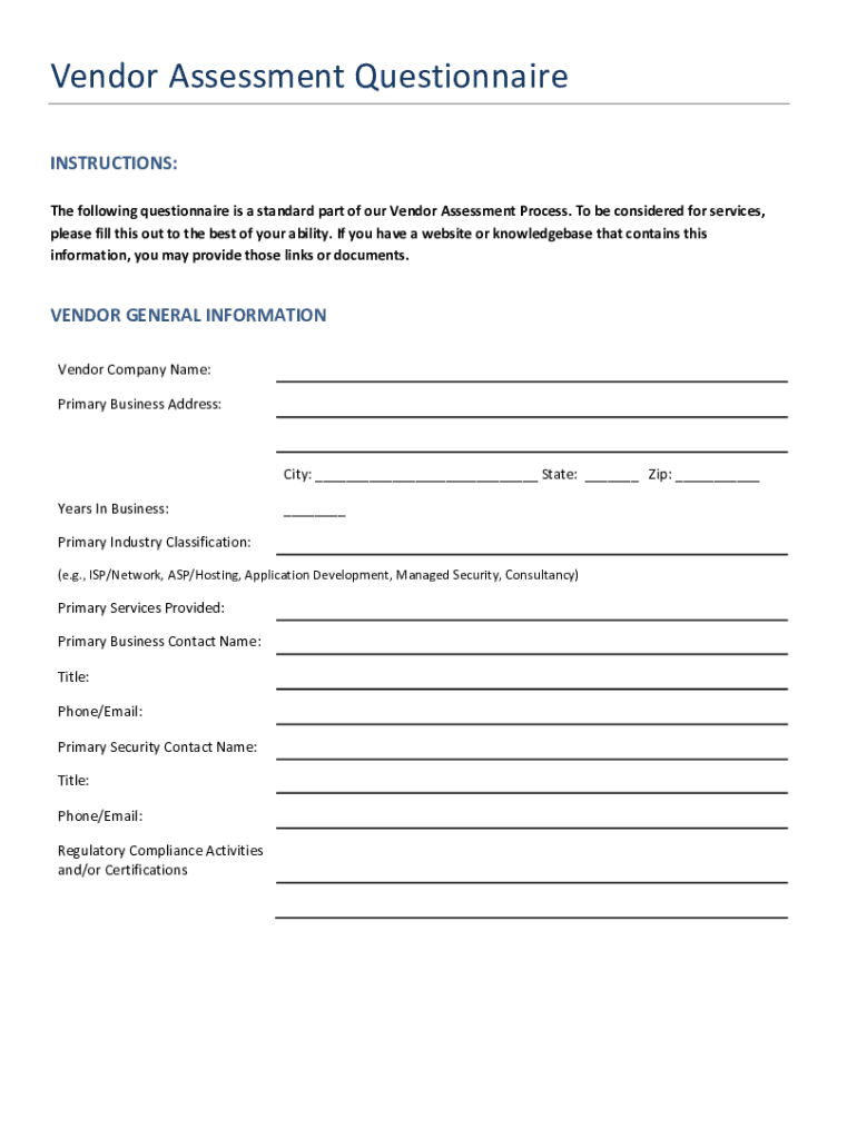 Fillable Online How to Complete Security Questionnaires For Vendors Fax ...