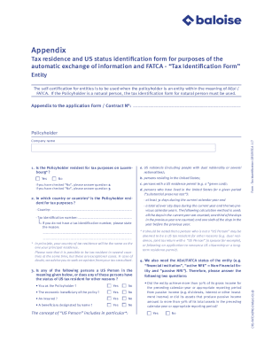 Fillable Online Appendix - Tax residence and US status identification ...