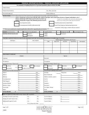 Fillable Online FINANCIAL INFORMATION FORM / FINANCIAL ASSISTANCE ...