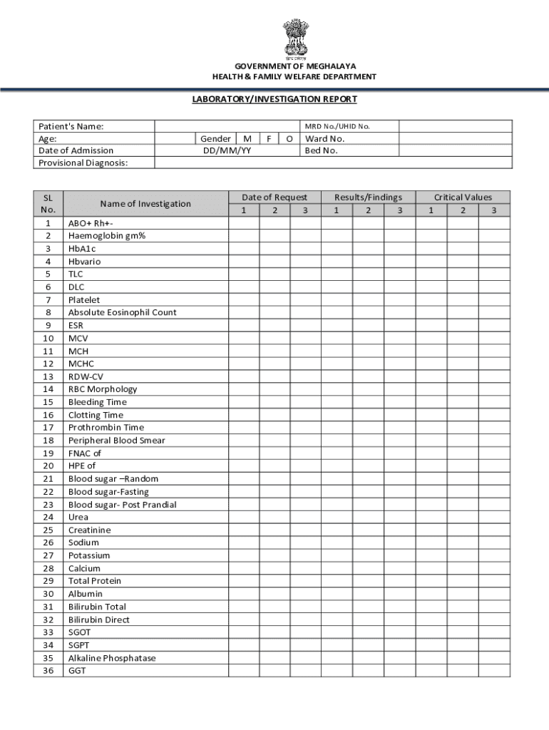 Fillable Online meghealth gov LABORATORY/INVESTIGATION REPORT Fax Email ...