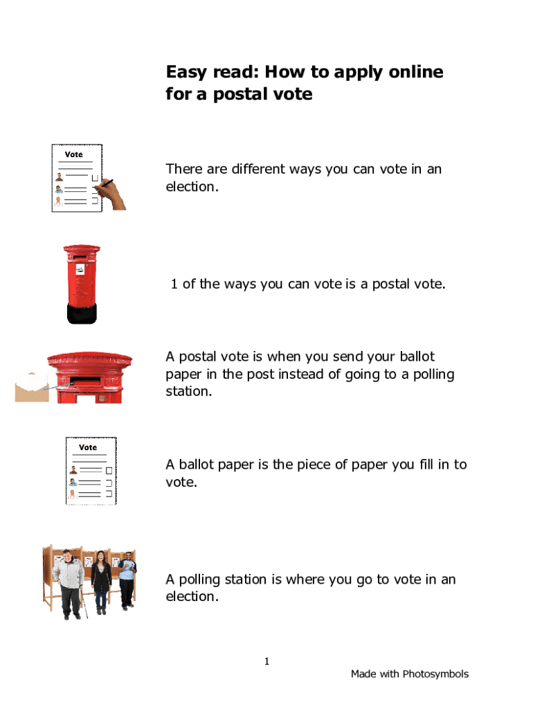 Fillable Online Easy read: How to apply online for a postal vote Fax ...