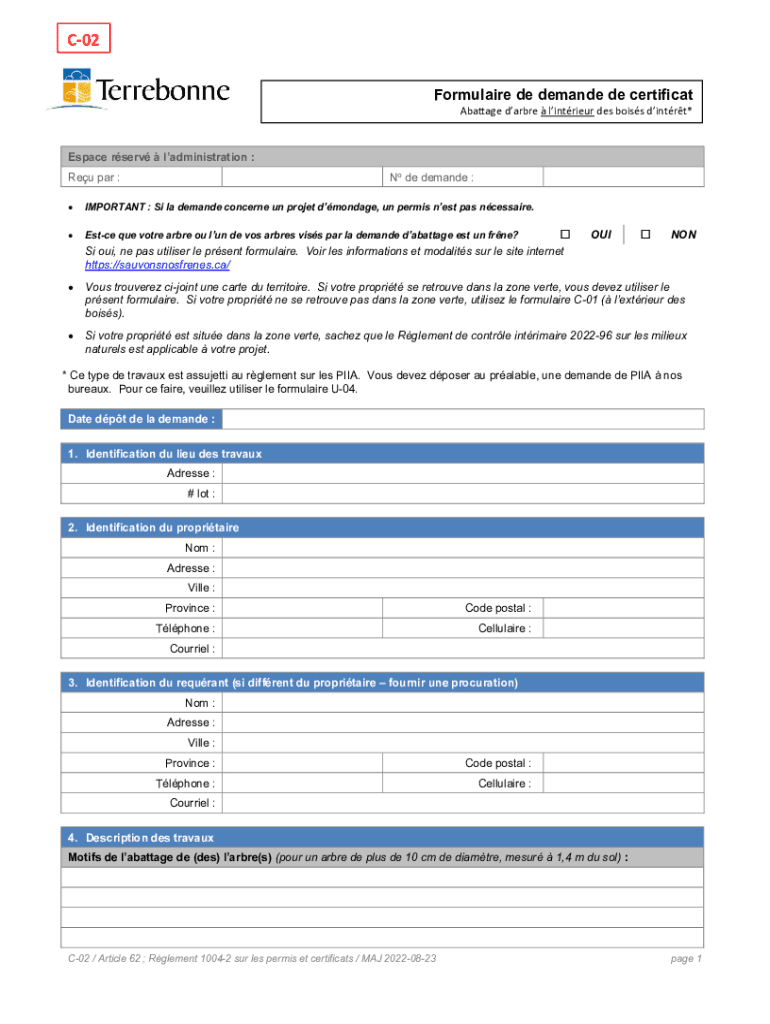 Remplissable En Ligne Demande d'autorisation administrative de coupe de bois ou d ... Fax Email ...