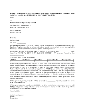 at of Letter for release of BG / FDR placed towards ... Doc Template ...