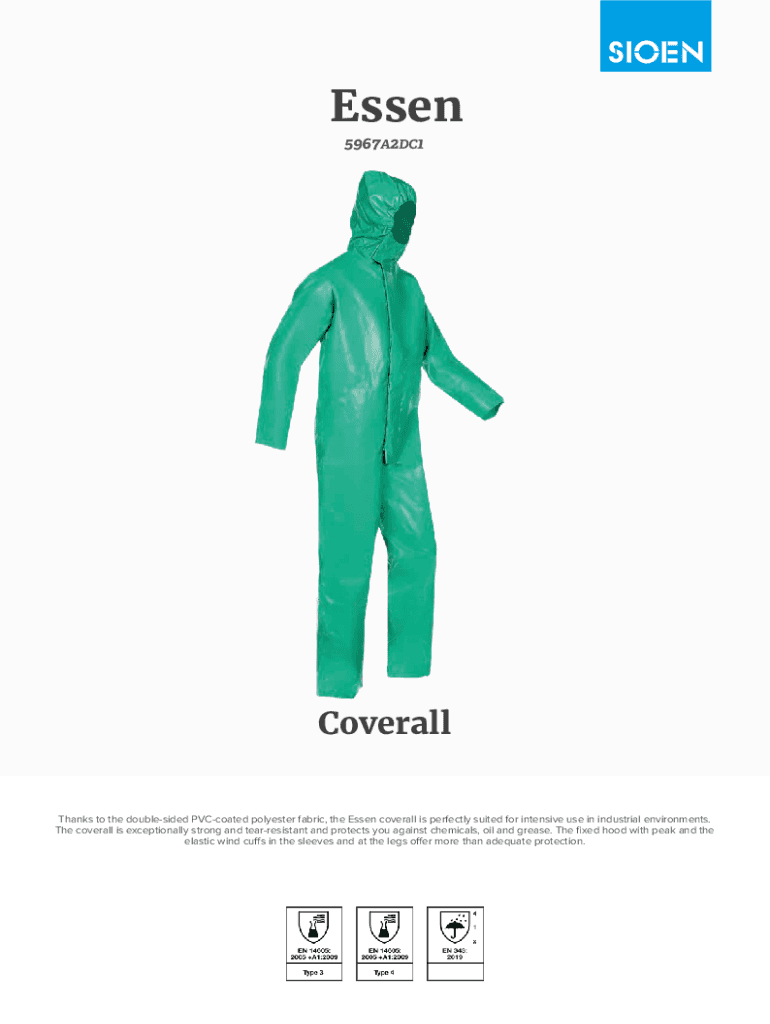 Fillable Online Chemical resistant overalls, Essen 5967 Fax Email Print ...