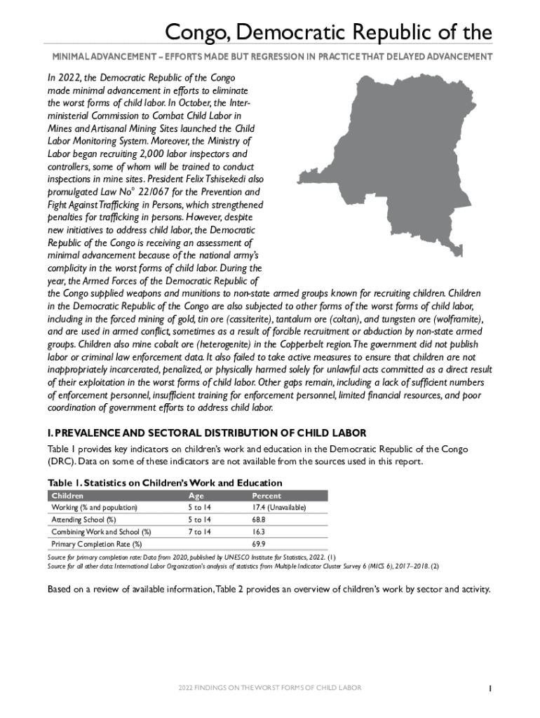 Fillable Online 2022 Findings on the Worst Forms of Child Labor ...