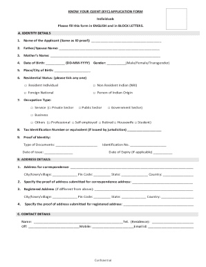 Fillable Online Know Your Customer (KYC) Application Form - Individual Fax Email Print - pdfFiller