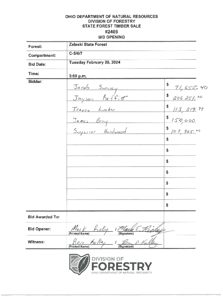 Fillable Online ODNR Division of Forestry looks for public input Fax ...