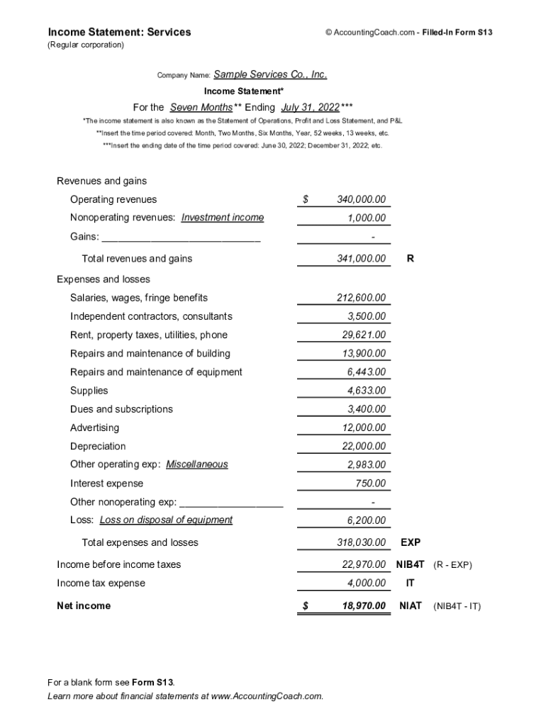 Fillable Online Sample Balance Sheet & Small Business Income ... Fax ...