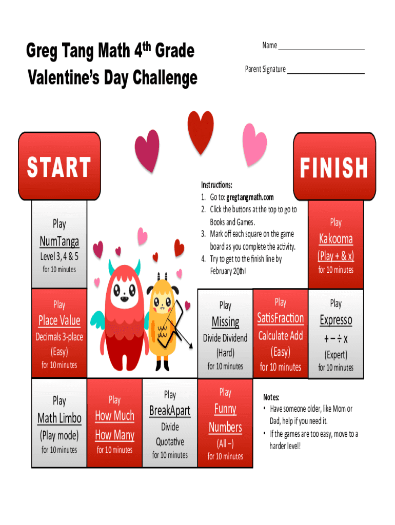 Fillable Online Greg Tang Math - Need a great Valentine's Day activity ...