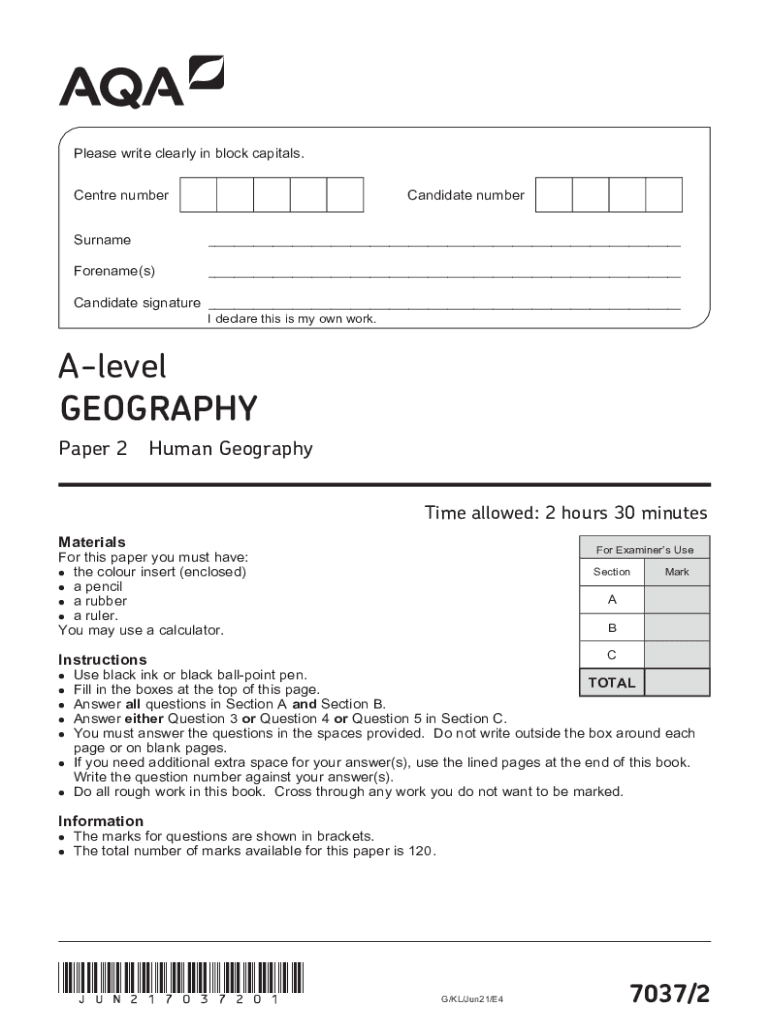 Fillable Online a-level-geography-specimen-question-paper-paper-2.pdf - ... Fax Email Print ...