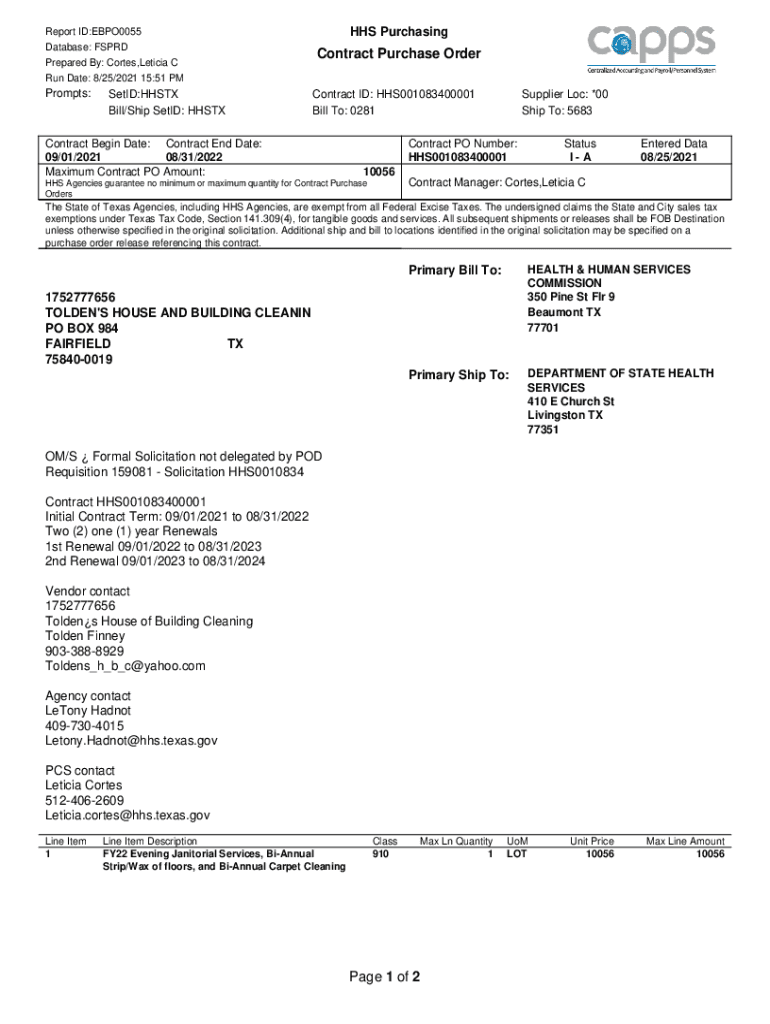 Fillable Online Contract Purchase Order Page 1 of 8 Fax Email Print ...