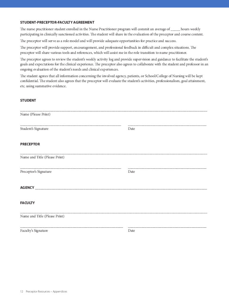 Fillable Online Preceptor Agreement.doc - Appendix E STUDENT ... Fax ...