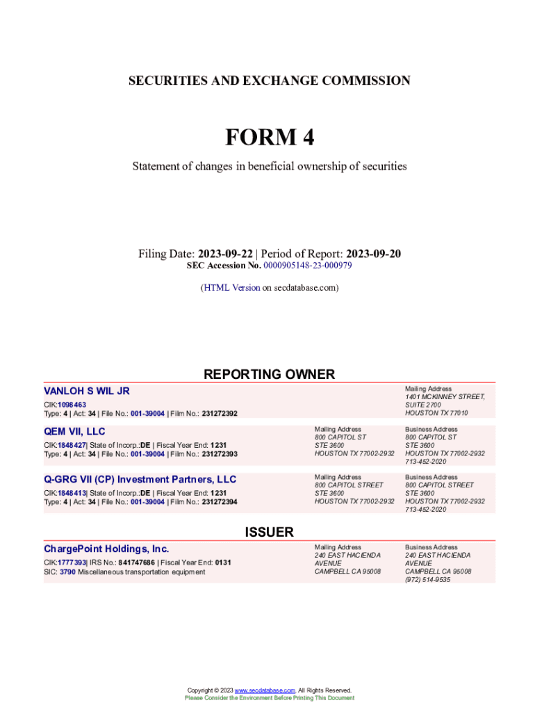 Fillable Online VANLOH S WIL JR Form 4 Filed 2023-09-22. Accession ...