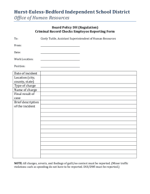 Fillable Online Criminal Record Checks Employee Reporting Form Fax ...