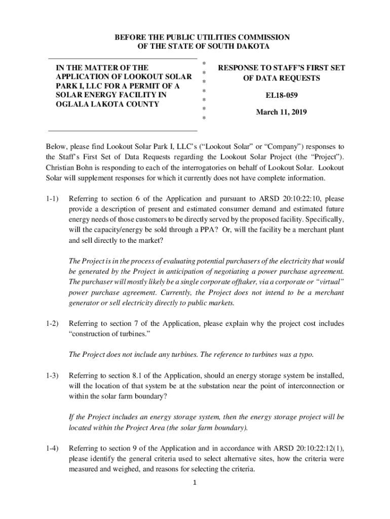 Fillable Online puc sd Regulators approve early start for largest solar ...