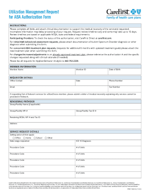 Fillable Online Applied Behavior Analysis Request for Authorization ...