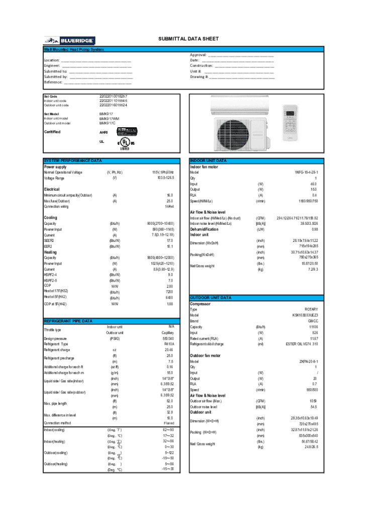 Fillable Online Submittal Data Sheet - Daikin AC Fax Email Print ...