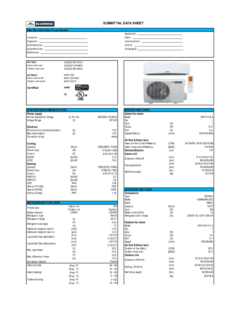 Fillable Online AG DOE Series SEER2 Submittal Sheets20221128.xlsx Fax ...