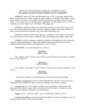 Fillable Online an ordinance amending the madison county animal control ...