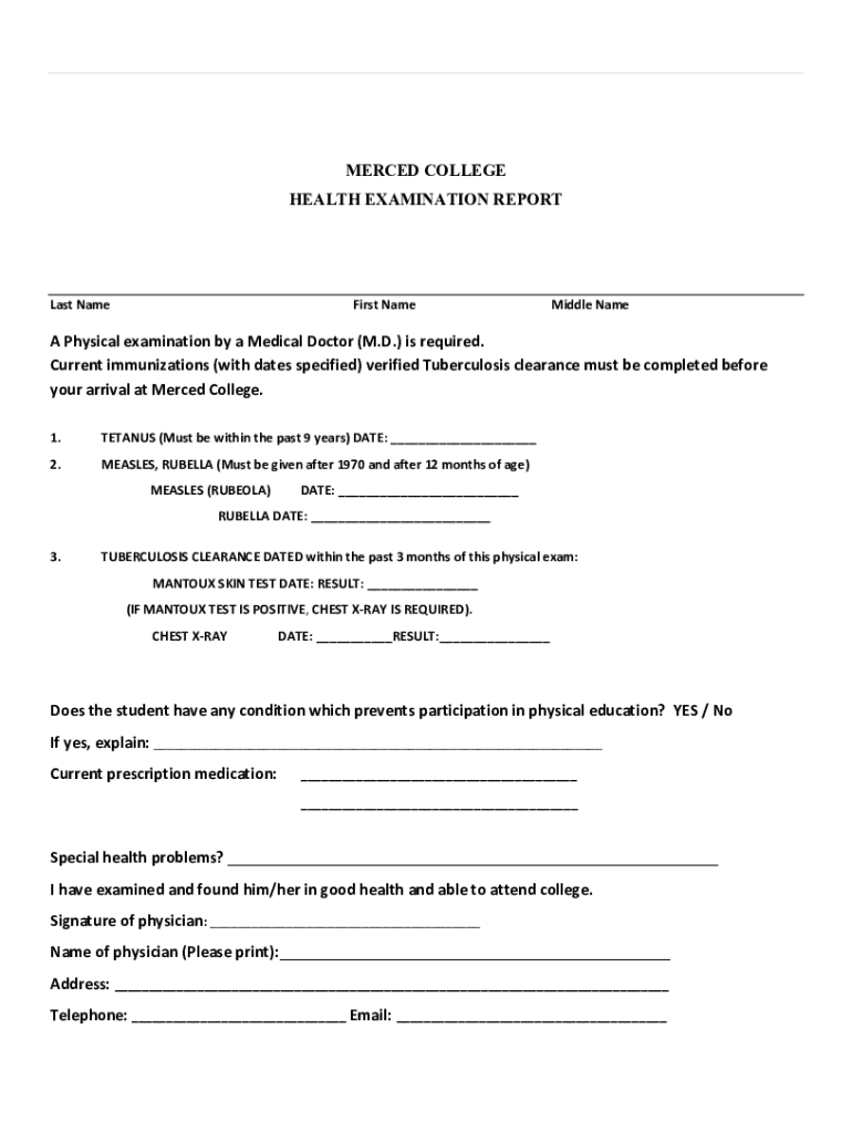 Fillable Online FSC Student Medical Forms Packet Fax Email Print ...