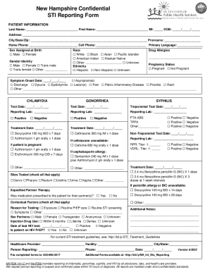 Fillable Online New Hampshire Confidential STI Reporting Form Fax Email ...