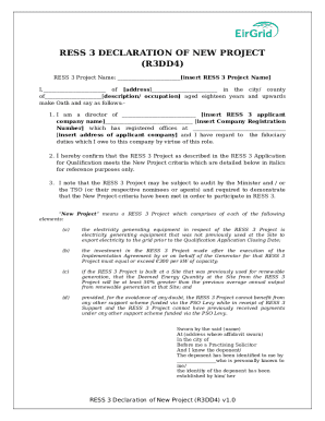 ress 3 declaration of new project (r3dd4) Doc Template | pdfFiller