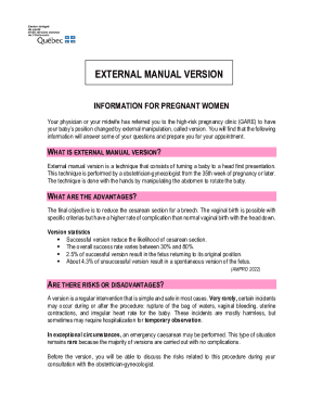 Fillable Online External Cephalic Version: What Is It, Procedure, Risks ...