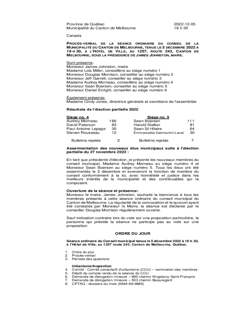 Remplissable En Ligne Melbourne (Canton de)Cantons-de-l'Est (Estrie) Fax Email Imprimer - pdfFiller