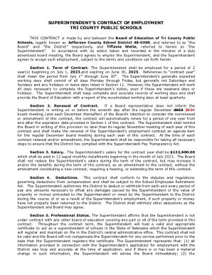 Fillable Online SUPERINTENDENT'S CONTRACT OF EMPLOYMENT ... Fax Email ...