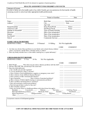 Fillable Online Confidential Child Health Record (To be released on signature of parent/guardian ...