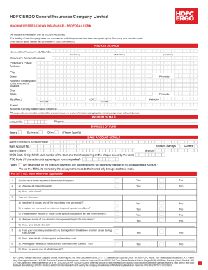 Fillable Online Machinery Breakdown InsuranceProposal Form Fax Email ...