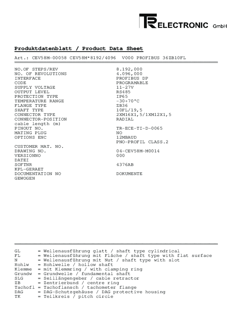 Fillable Online Absolute Rotary Encoders Awc58 Profibus Dp Fax