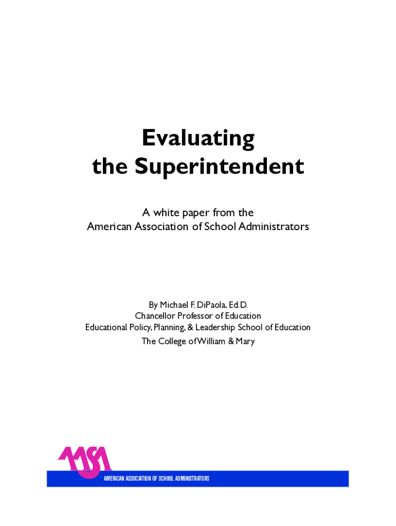 Fillable Online The Superintendent's Evaluation: Bridging the Gap from ...