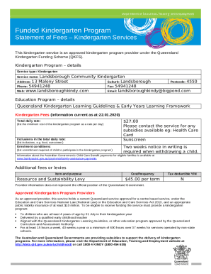 Queensland Funded Kindergarten Program Doc Template | pdfFiller