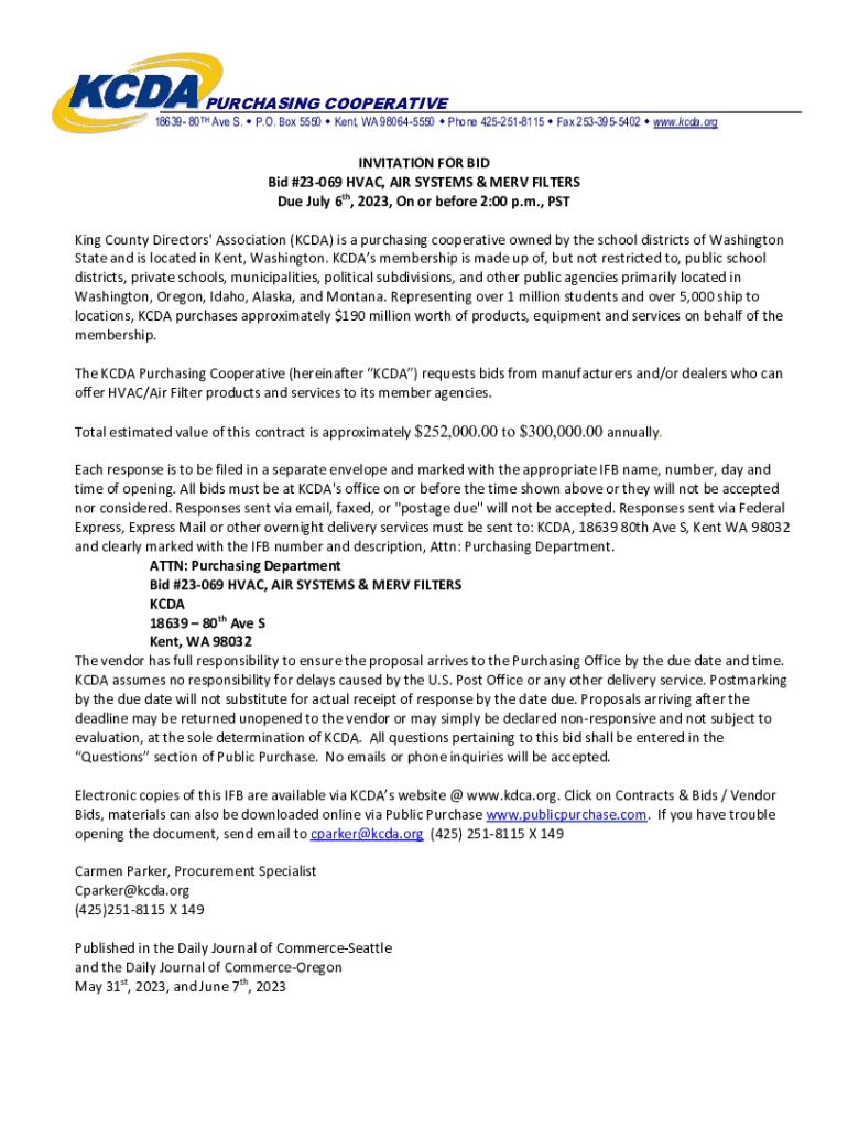 Fillable Online King County Directors' Association Purchasing Department Fax Email Print - pdfFiller