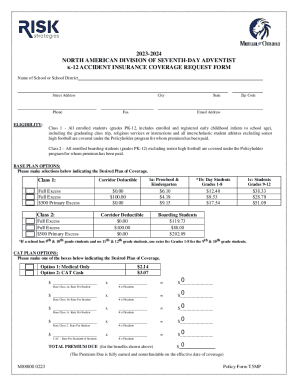 Fillable Online K12 Student Accident Insurance Coverage Request Form ...