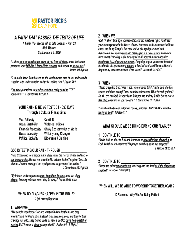 Fillable Online How does the testing of your faith produce perseverance ...