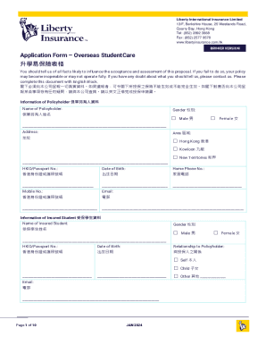 Fillable Online Application Form Overseas StudentCare Fax Email Print ...