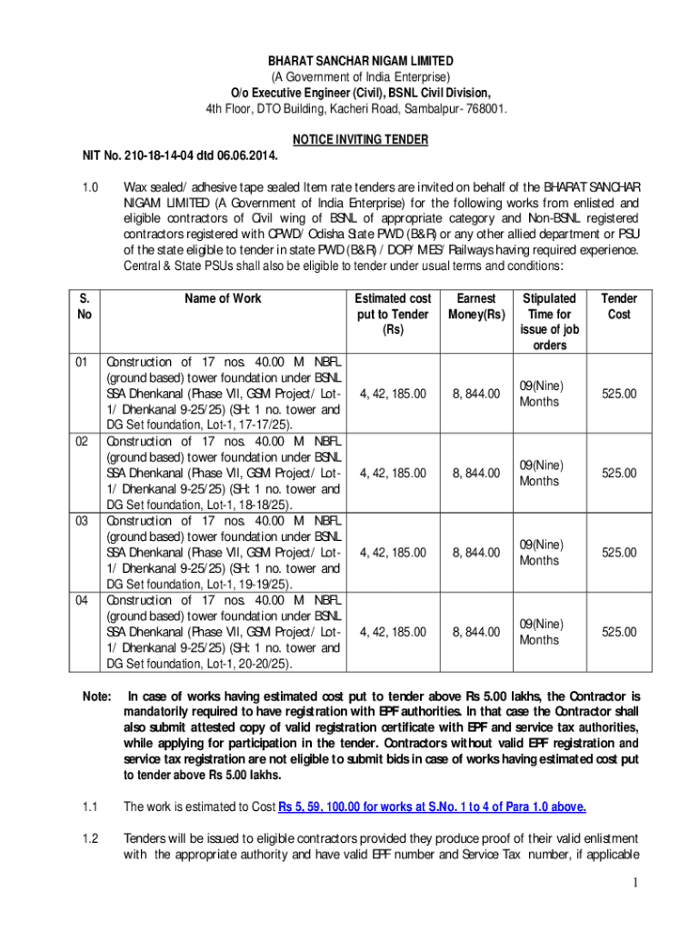 Fillable Online The BSNL, at the time of award of work under the ... - GeM Bid Fax Email Print ...